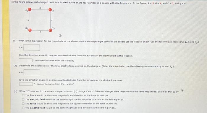 Solved In the figure below, each charged particle is located | Chegg.com