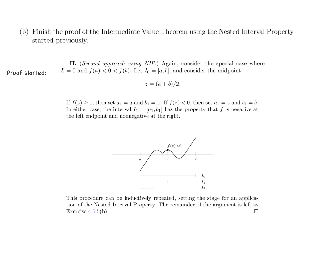 Solved (b) ﻿Finish the proof of the Intermediate Value | Chegg.com