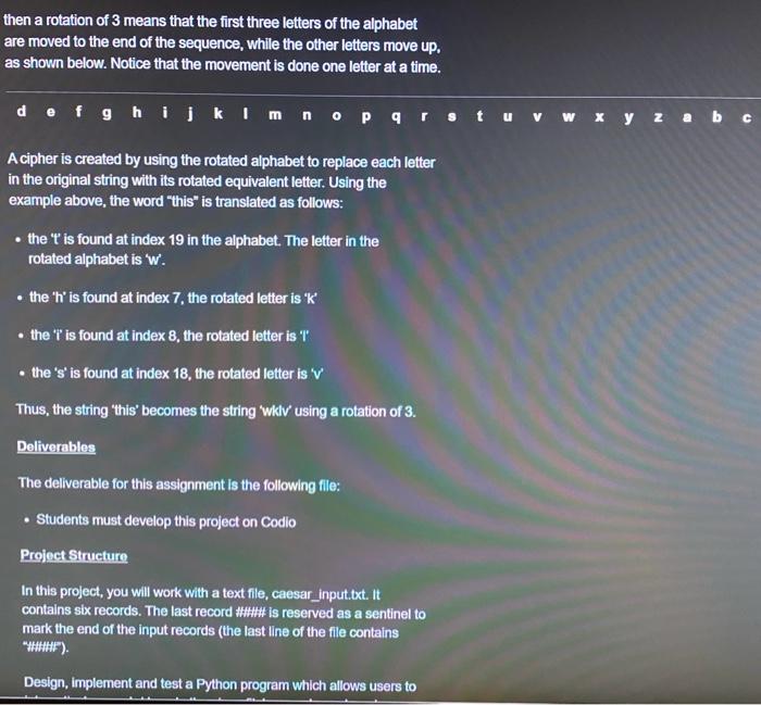 Solved Caesar cipher, otherly known as a rotation cipher. | Chegg.com