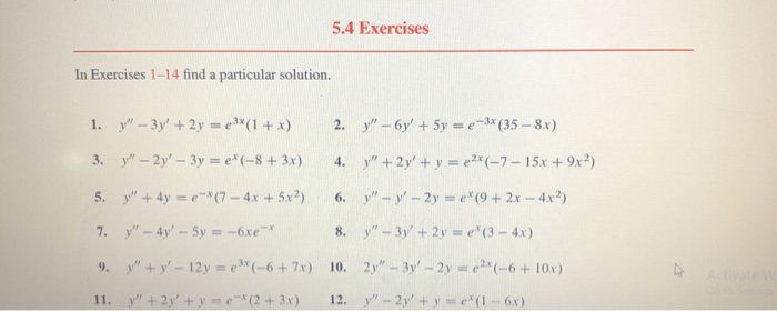 Solved 5.4 Exercises In Exercises 1-14 find a particular | Chegg.com