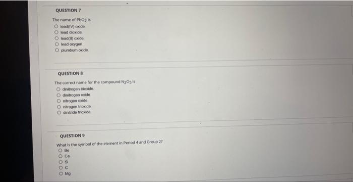 Solved QUESTION 7 The name of PbO2 is lead(IV) oxide hand | Chegg.com