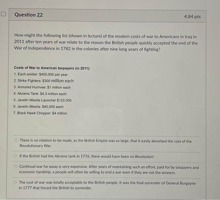 Select the Two correct answers: After the War of | Chegg.com