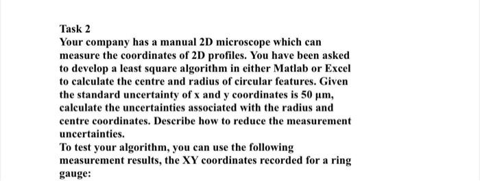 Solved Task 2 Your company has a manual 2D microscope which | Chegg.com
