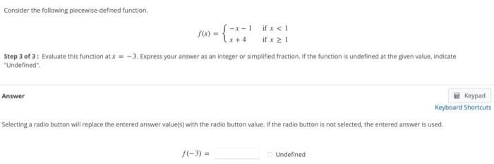 Solved Consider the following piecewise-defined function. | Chegg.com