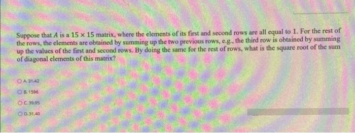 Solved Suppose that A is a 15 x 15 matrix, where the | Chegg.com