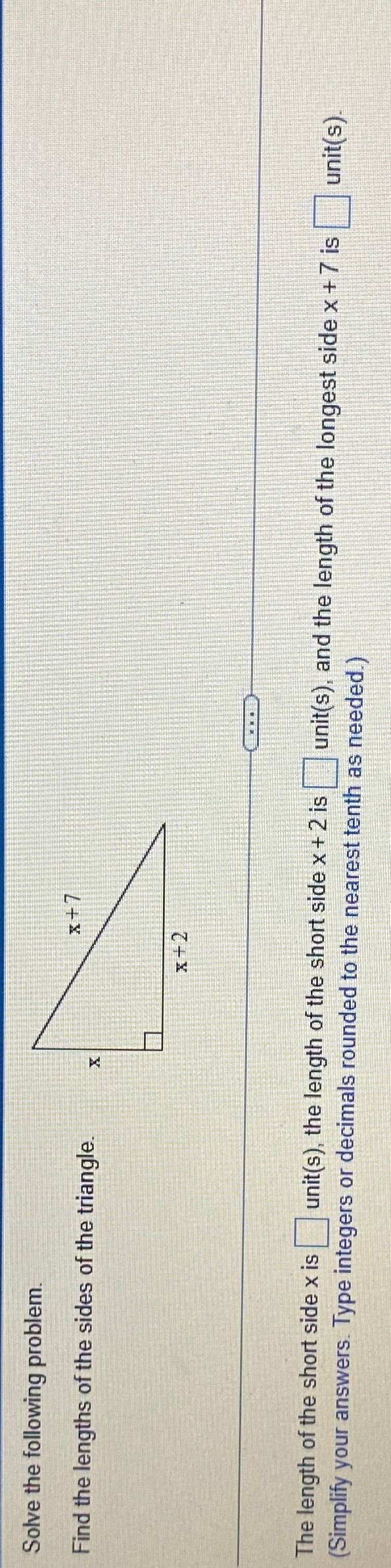 Solved Solve the following problem.Find the lengths of the | Chegg.com