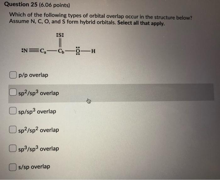Solved Question 25 (6.06 points) Which of the following | Chegg.com