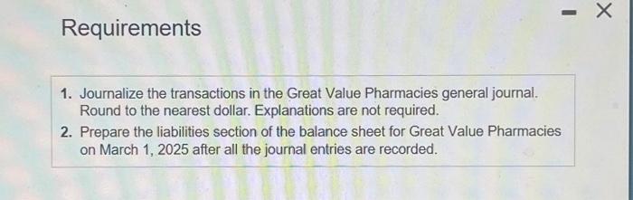 Solved The following transactions of Great Value Pharmacies | Chegg.com