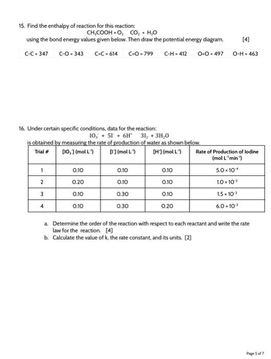 Solved 15. Find the enthalpy of reaction for this reaction: | Chegg.com