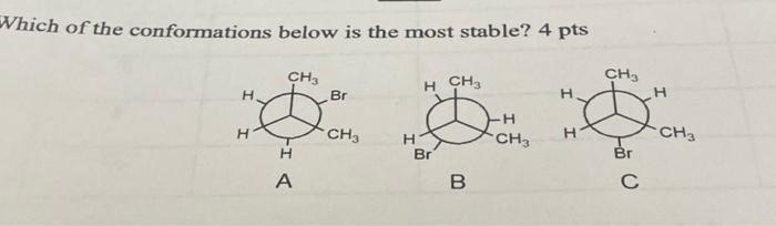 Solved Which of the conformations below is the most stable? | Chegg.com
