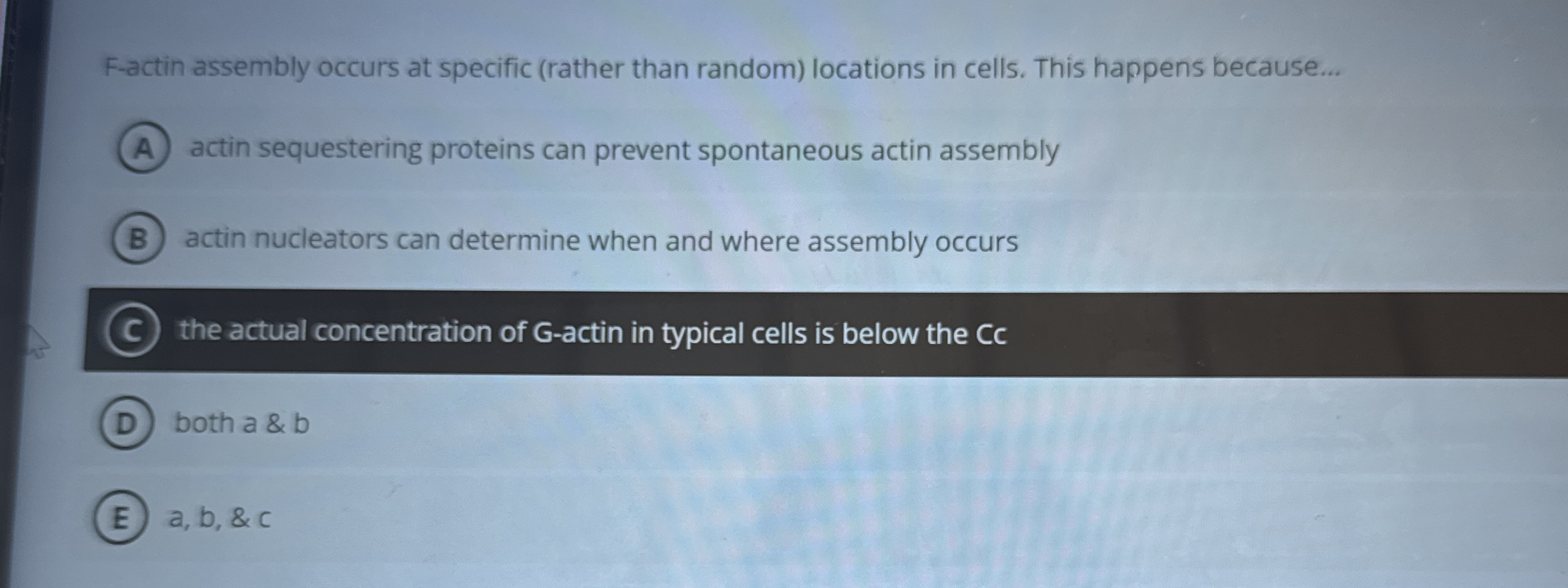 Solved F-actin assembly occurs at specific (rather than | Chegg.com