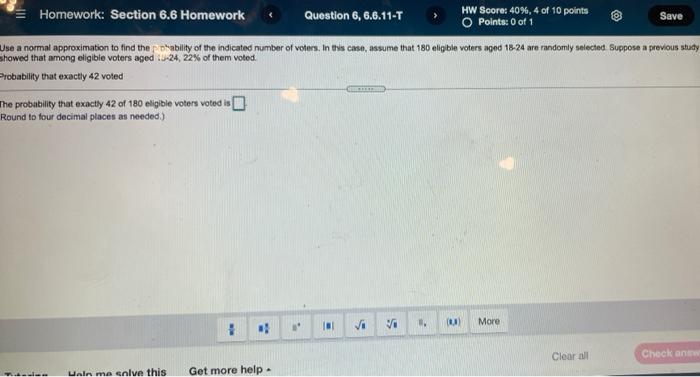 Solved Homework Section 6 6 Homework Question 6 6 6 11 T