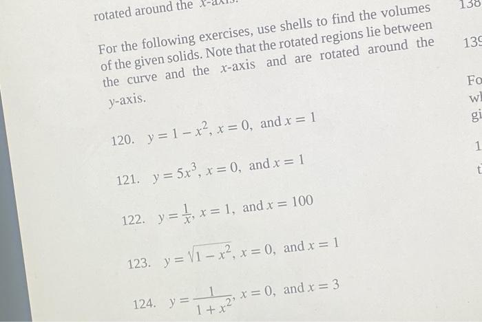 Solved For the following exercises, use shells to find the | Chegg.com