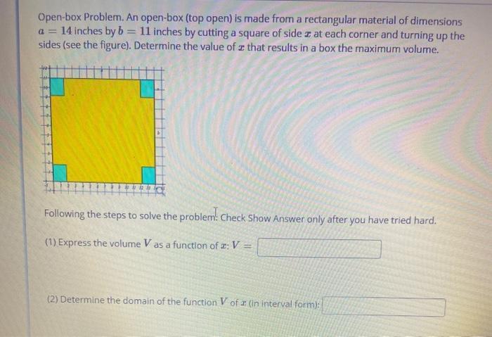 Solved Open-box Problem. An open-box (top open) is made from | Chegg.com