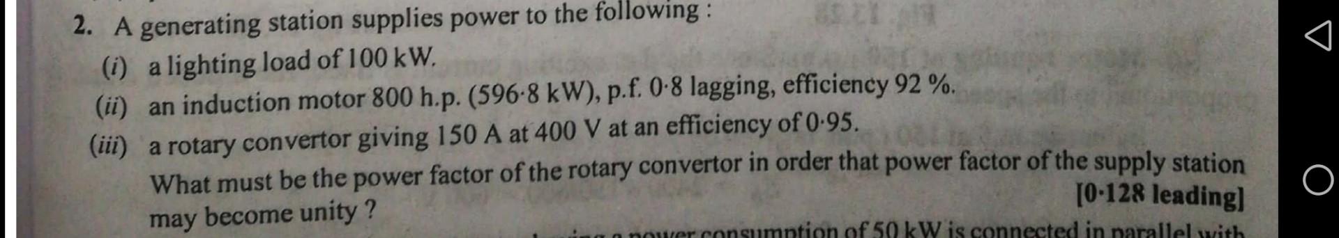 Solved 2. A generating station supplies power to the | Chegg.com