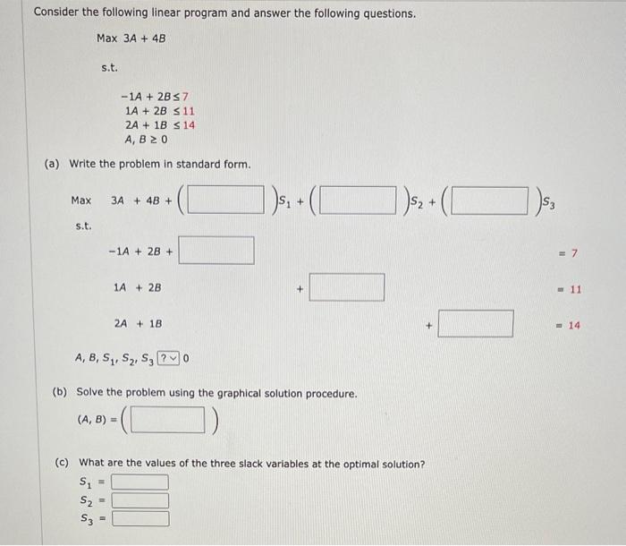 Solved Consider the following linear program and answer the | Chegg.com