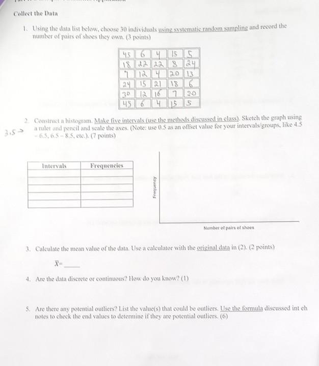 Solved Collect the Data 1. Using the data list bolow, choose | Chegg.com