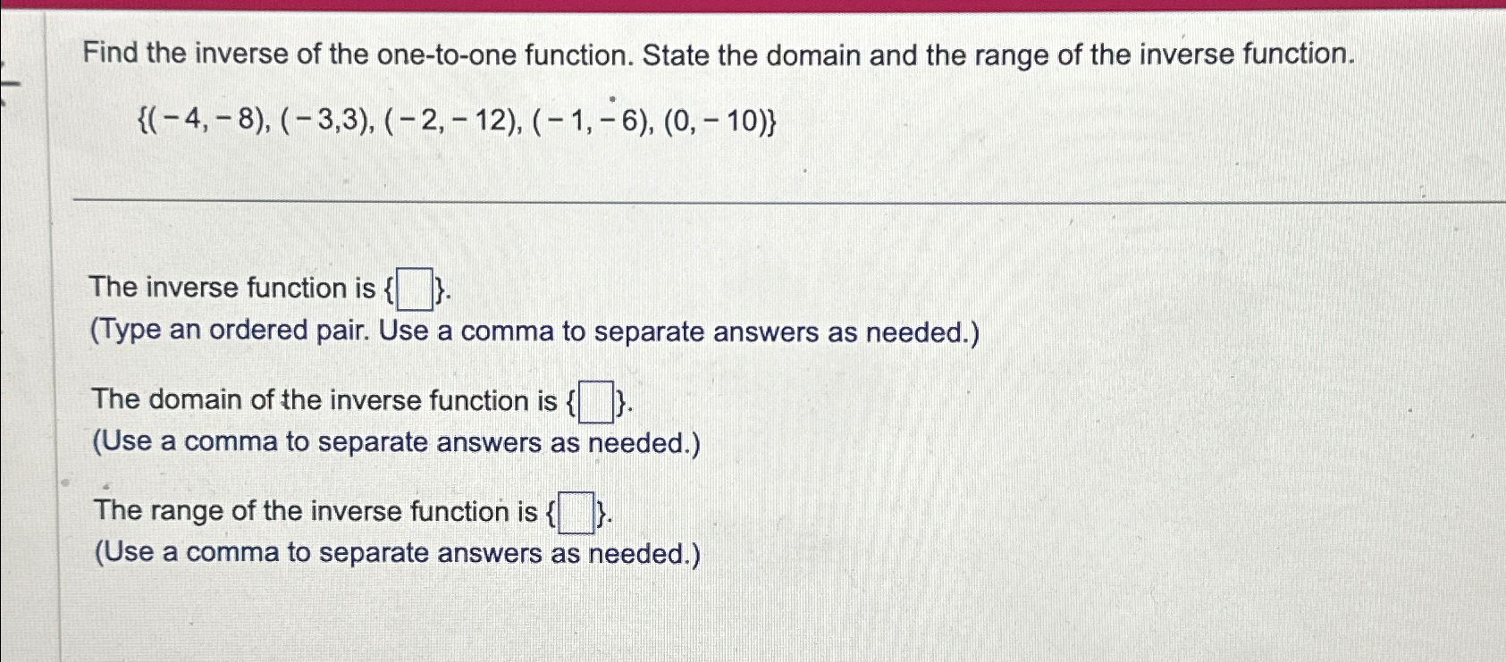 Solved Find the inverse of the one-to-one function. State | Chegg.com