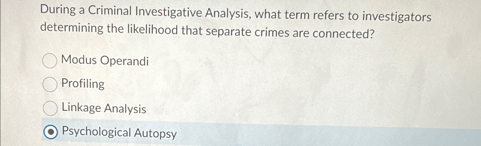 Solved During a Criminal Investigative Analysis, what term | Chegg.com