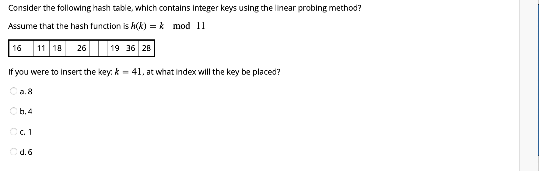 Solved Consider the following hash table, which contains | Chegg.com