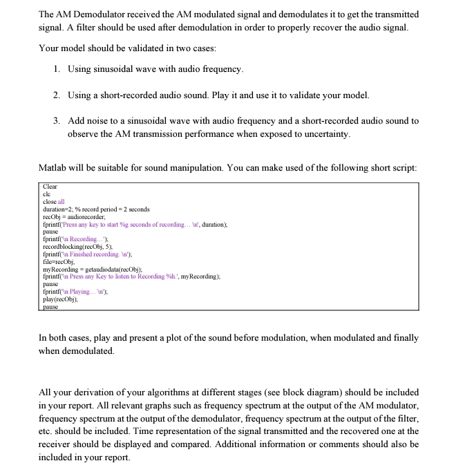 Solved Topic: Amplitude (AM) ﻿modulation and | Chegg.com