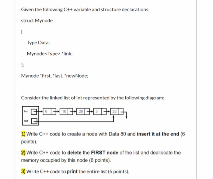 Solved Given the following C++ variable and structure | Chegg.com