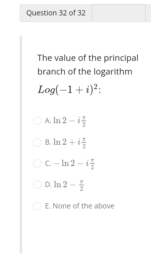 Solved Compute log(1−i) A. 2−iln2+4π B. 21ln2+4π C. | Chegg.com