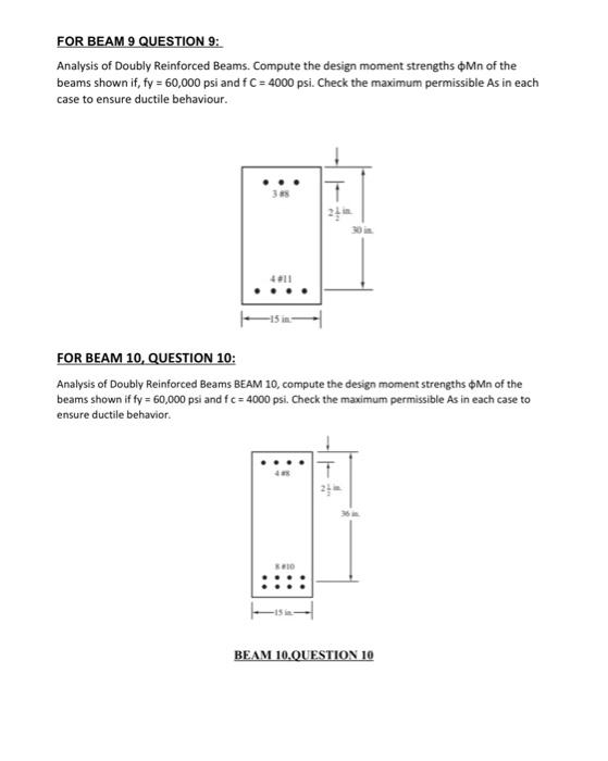 Solved FOR BEAM 9 QUESTION 9: Analysis of Doubly Reinforced | Chegg.com