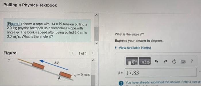 Solved Pulling a Physics Textbook (Figure 1) shows a rope | Chegg.com