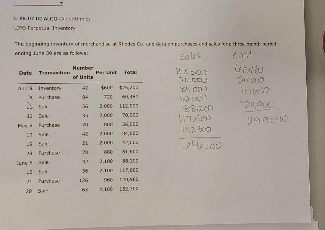 Solved 3. PR.07.02.ALGO (Algorithmic) LIFO Perpetual | Chegg.com