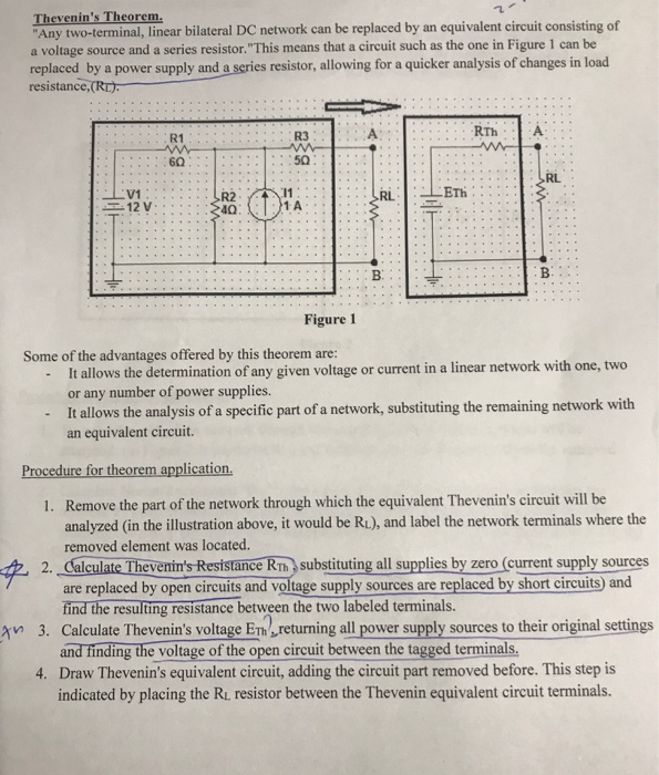 Solved Thevenin's Theorem. "Any two-terminal, linear | Chegg.com