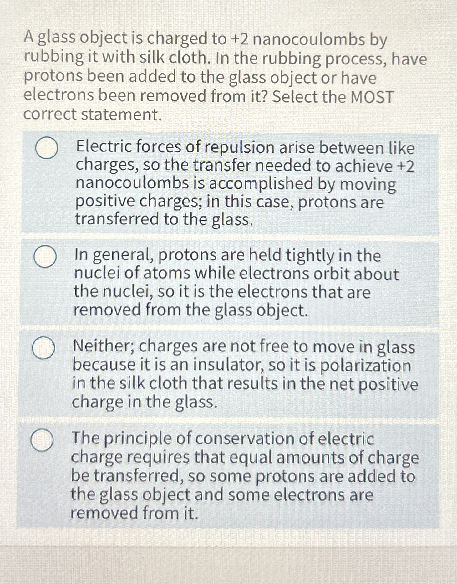 Solved A glass object is charged to +2 ﻿nanocoulombs by | Chegg.com