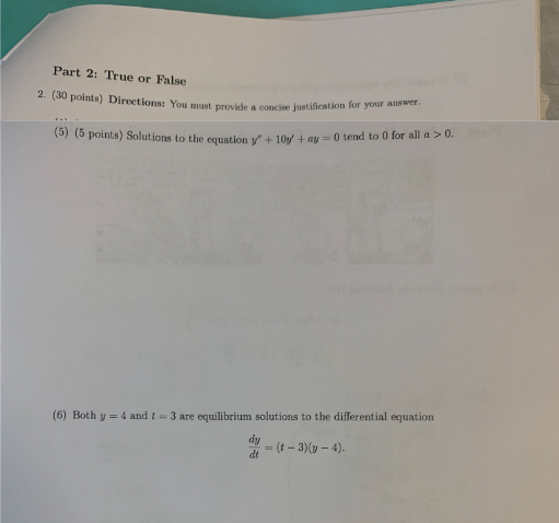 Solved Part 2: True or False( 30 ﻿points) ﻿Directions: You | Chegg.com