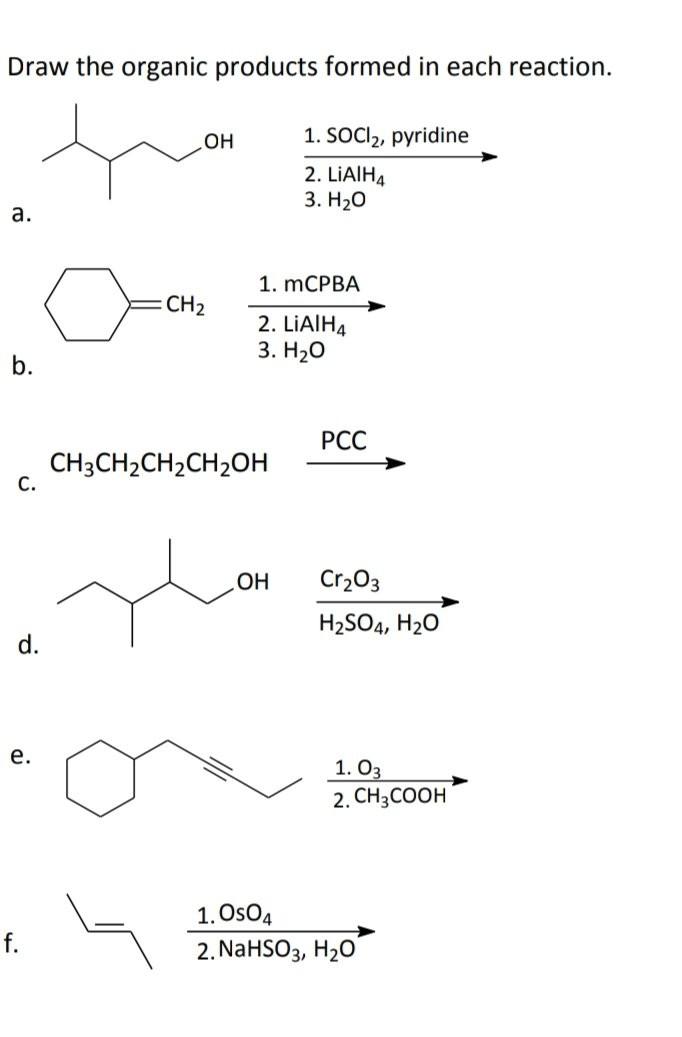Solved Draw the organic products formed in each reaction. OH | Chegg.com