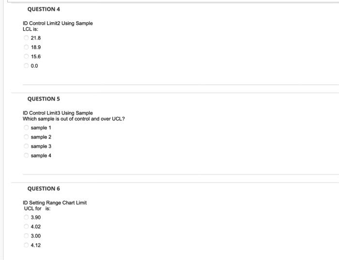 Solved ID Control Limit2 Using Sample LCL is: | Chegg.com