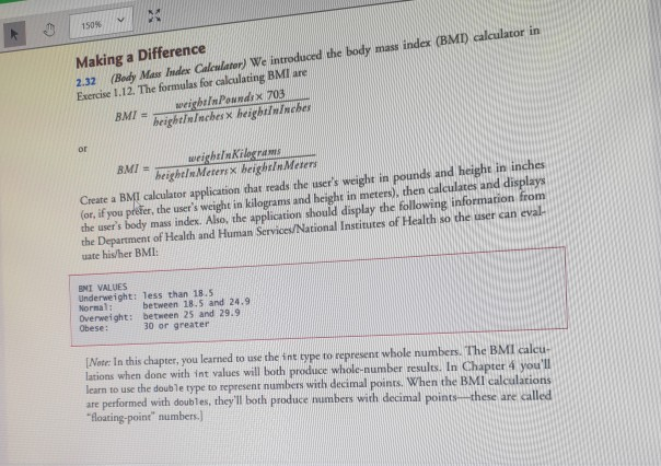 Solved v 1505 Making a Difference 2.32 (Body Mass Index | Chegg.com