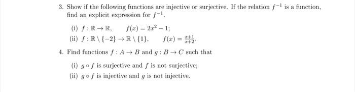 Solved 3. Show if the following functions are injective or | Chegg.com
