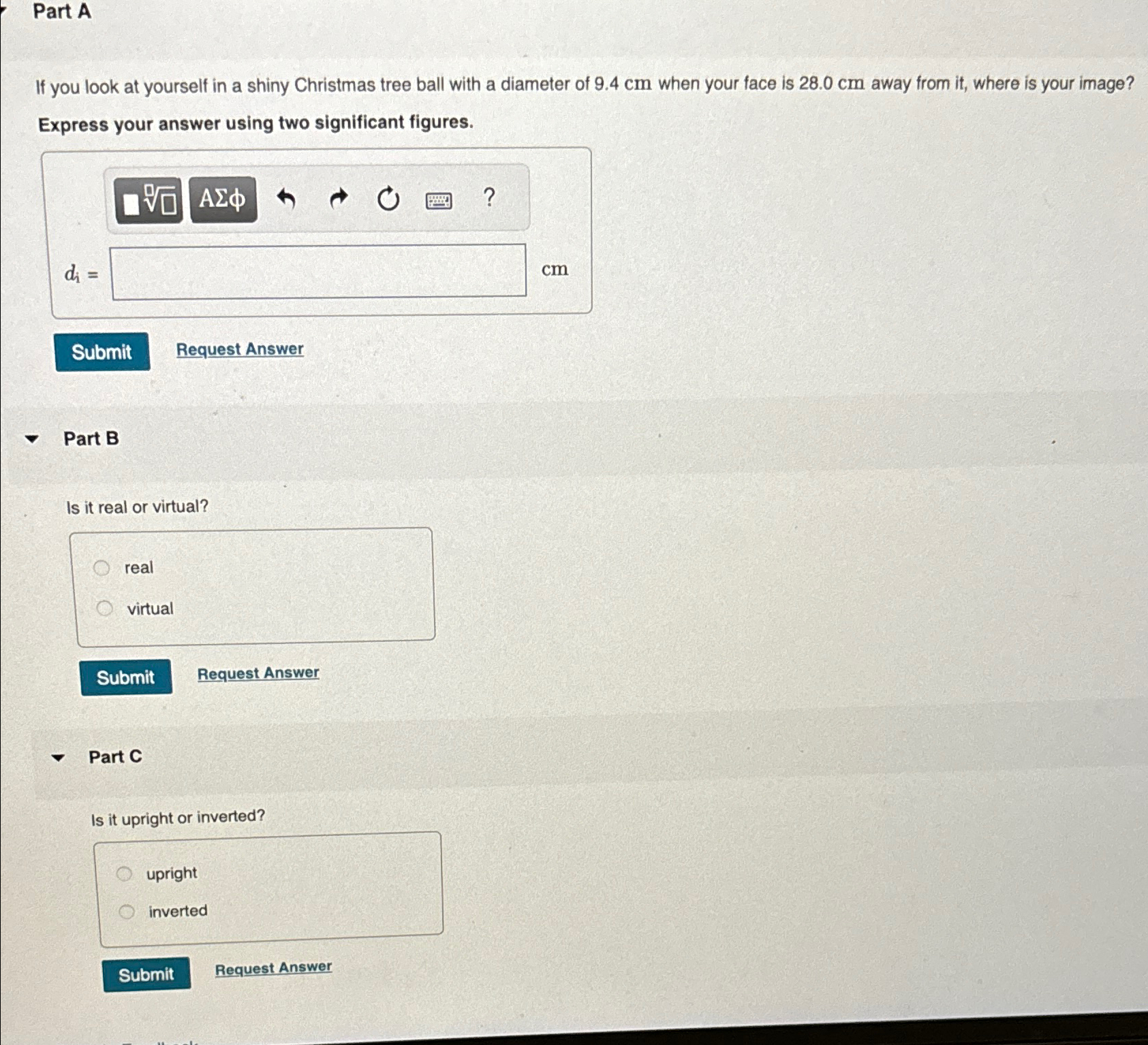Solved Part AIf you look at yourself in a shiny Christmas | Chegg.com