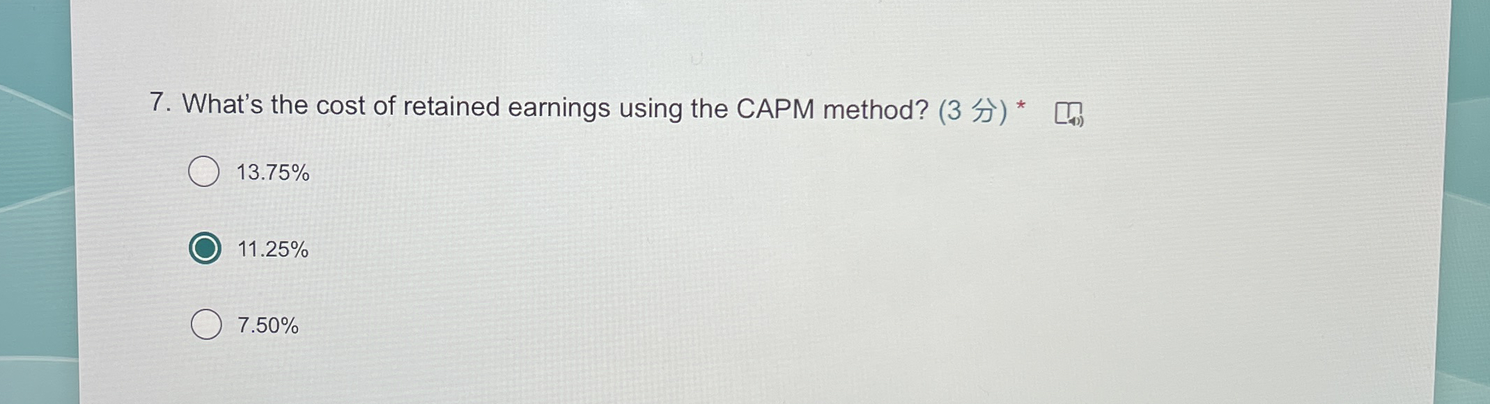 Solved What's the cost of retained earnings using the CAPM | Chegg.com