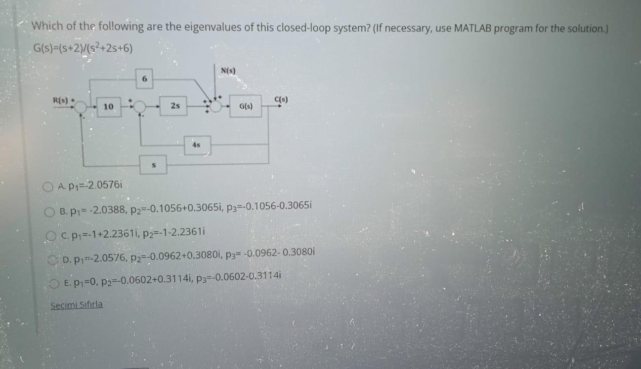 Solved Which of the following are the eigenvalues of this | Chegg.com