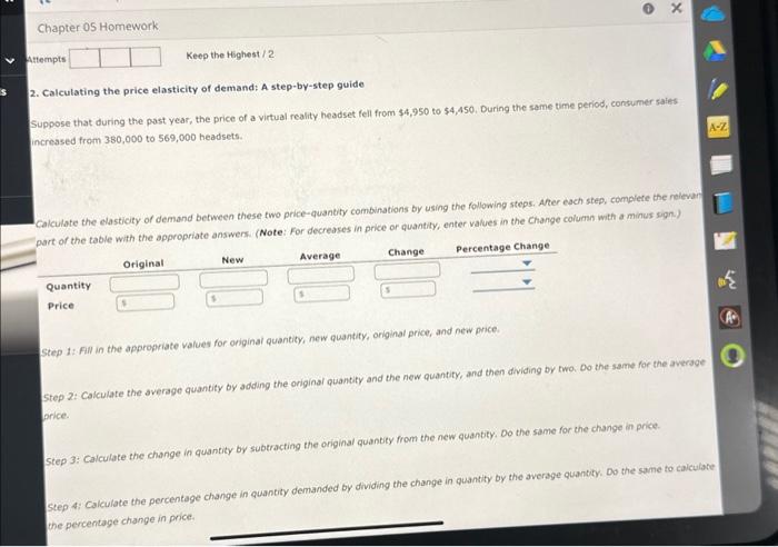 Solved 2. Calculating the price elasticity of demand: A | Chegg.com