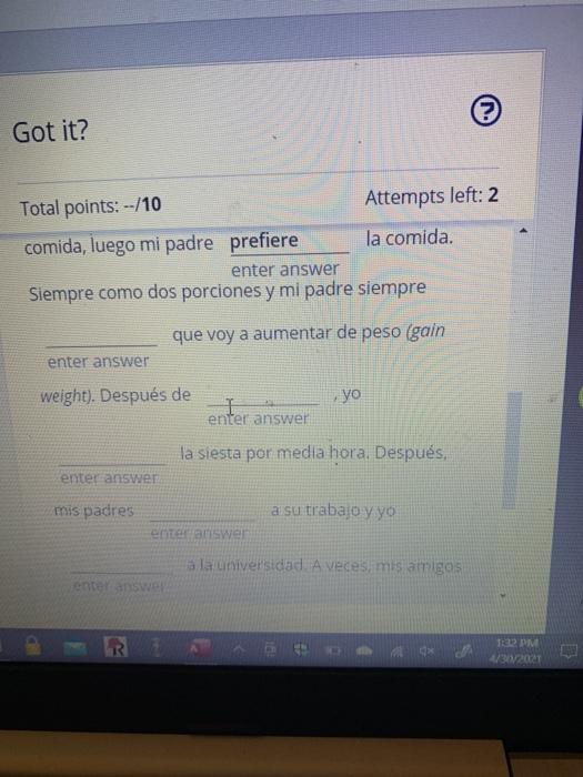 Х ? Got it? Total points:--/10 Attempts left: 2 | Chegg.com