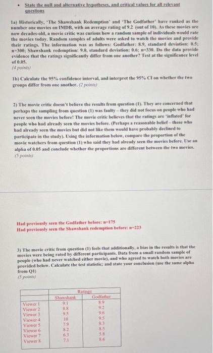 Solved - State the null and altermative hypotheses, and | Chegg.com