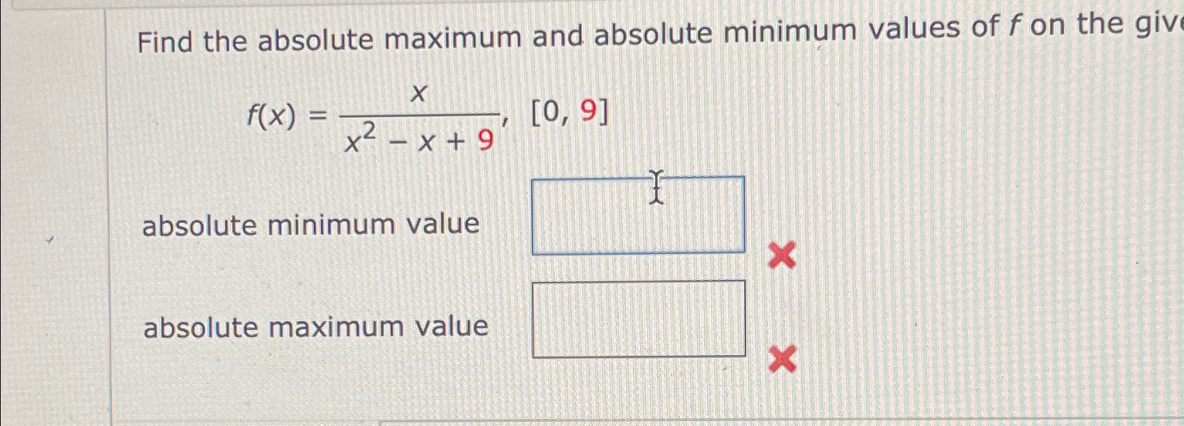 Solved Find the absolute maximum and absolute minimum values | Chegg.com