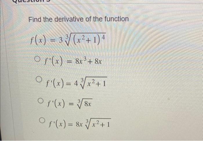 Solved Find the derivative of the function | Chegg.com