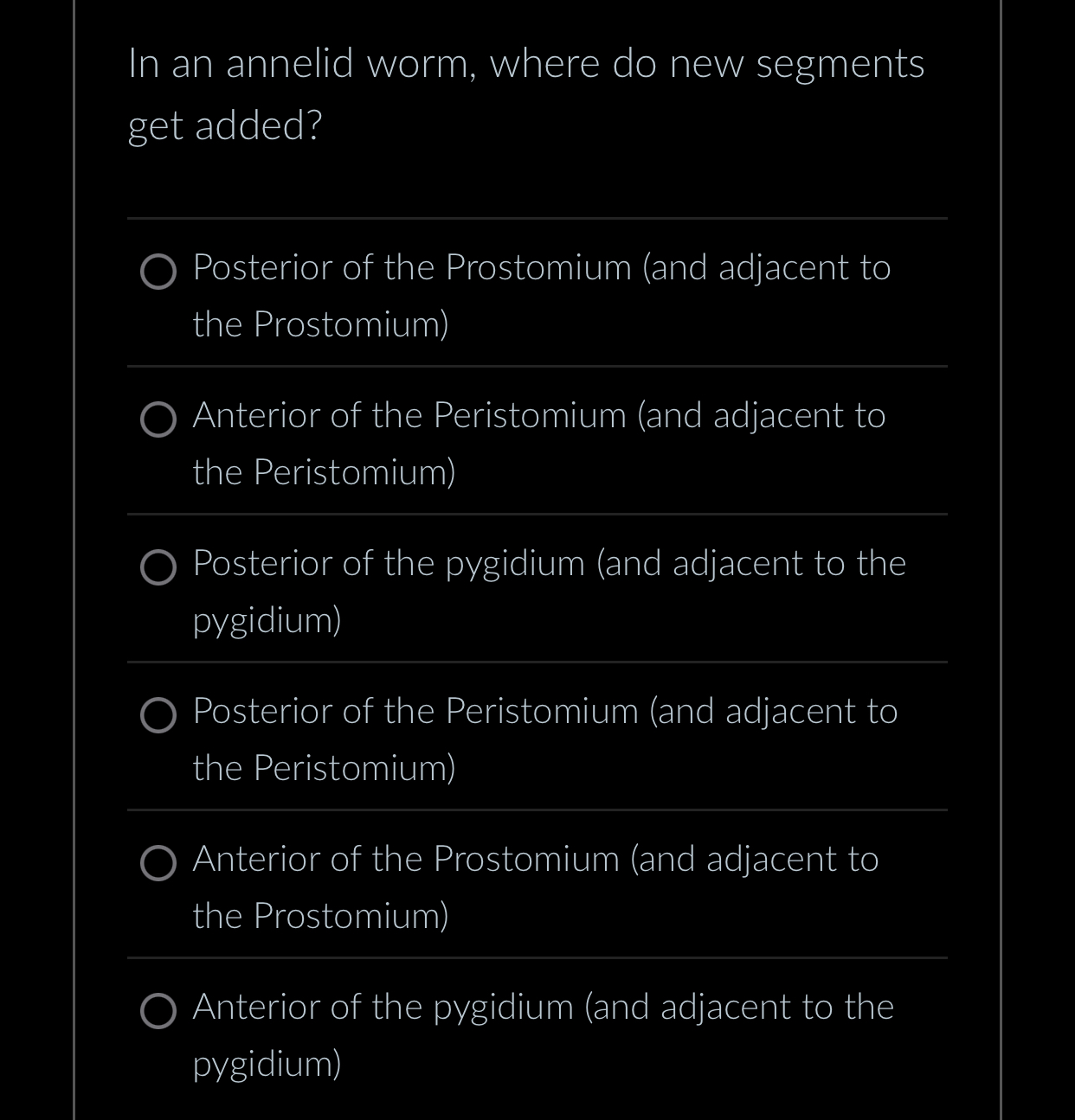 Solved In an annelid worm, where do new segments get | Chegg.com