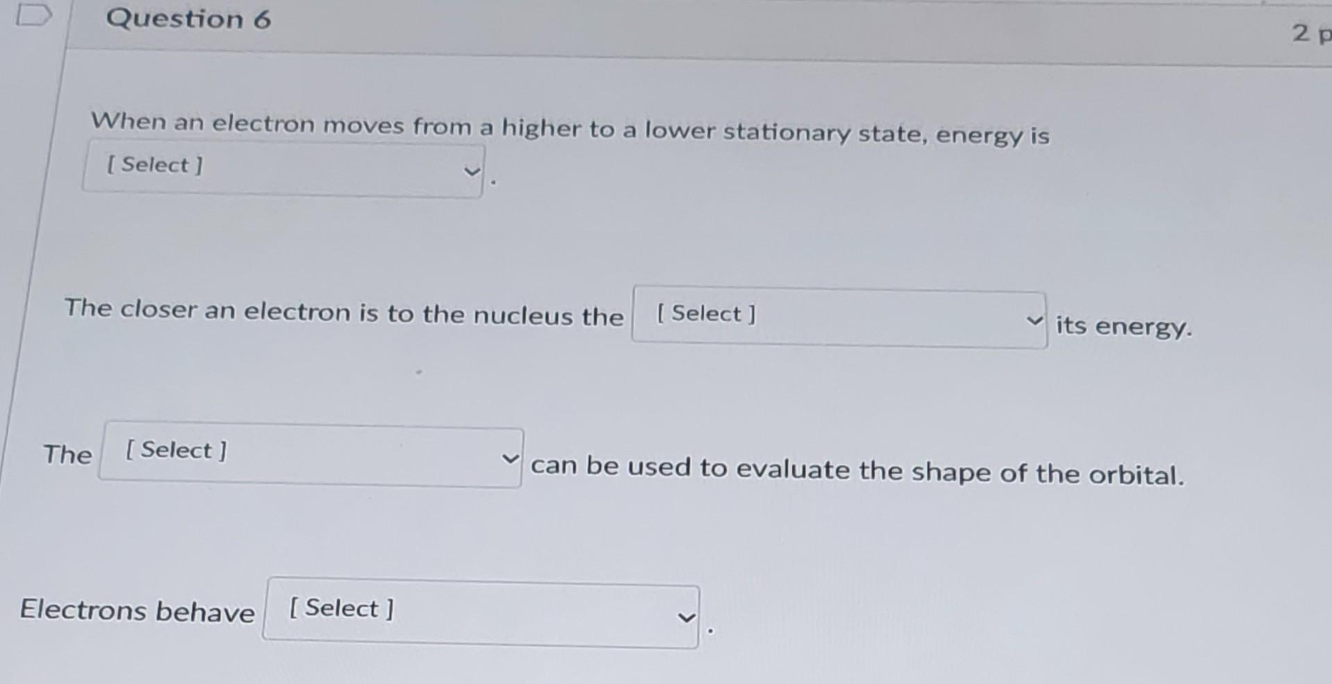 Solved When an electron moves from a higher to a lower | Chegg.com