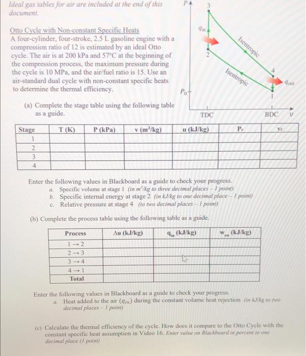 Solved Ideal gas tables for air are included at the end of | Chegg.com