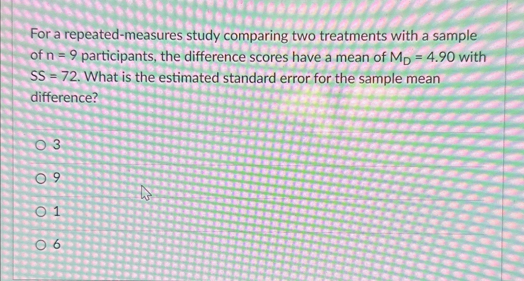 Solved For a repeated-measures study comparing two | Chegg.com