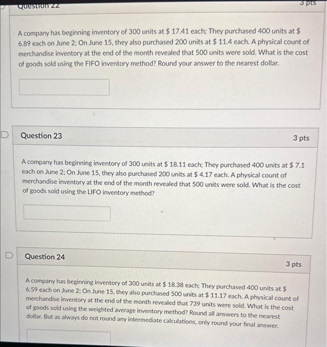 Solved A company has beginning inventory of 300 units at | Chegg.com